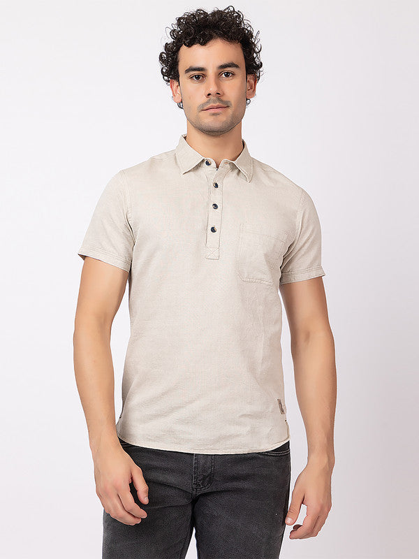 LINEN COTTON SHIRT COLLAR KURTA FABRIC SLEEVES, WITH POCKET – Octave ...