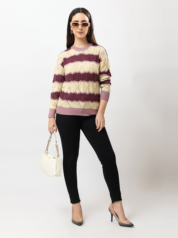 Women's Crew-Neck Striped Sweater – OCTAVE CLOTHING PRIVATE LIMITED