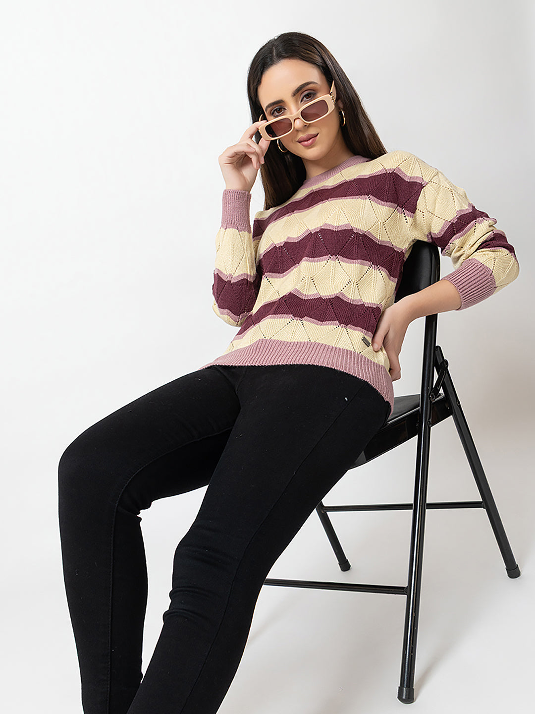 Women's Crew-Neck Striped Sweater – OCTAVE CLOTHING PRIVATE LIMITED